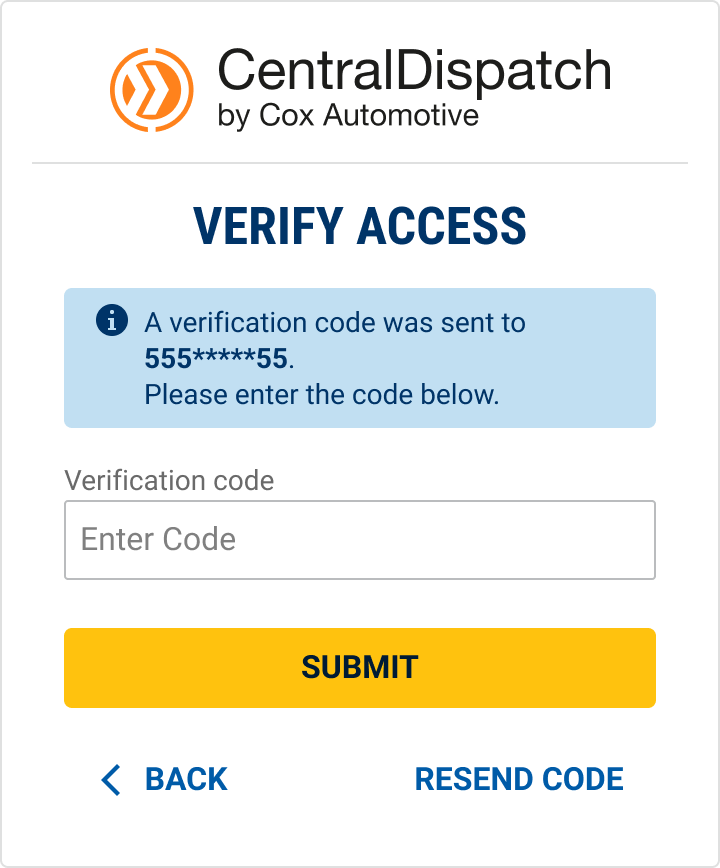 Multi-Factor Authentication of Central Dispatch Accounts - Central Dispatch