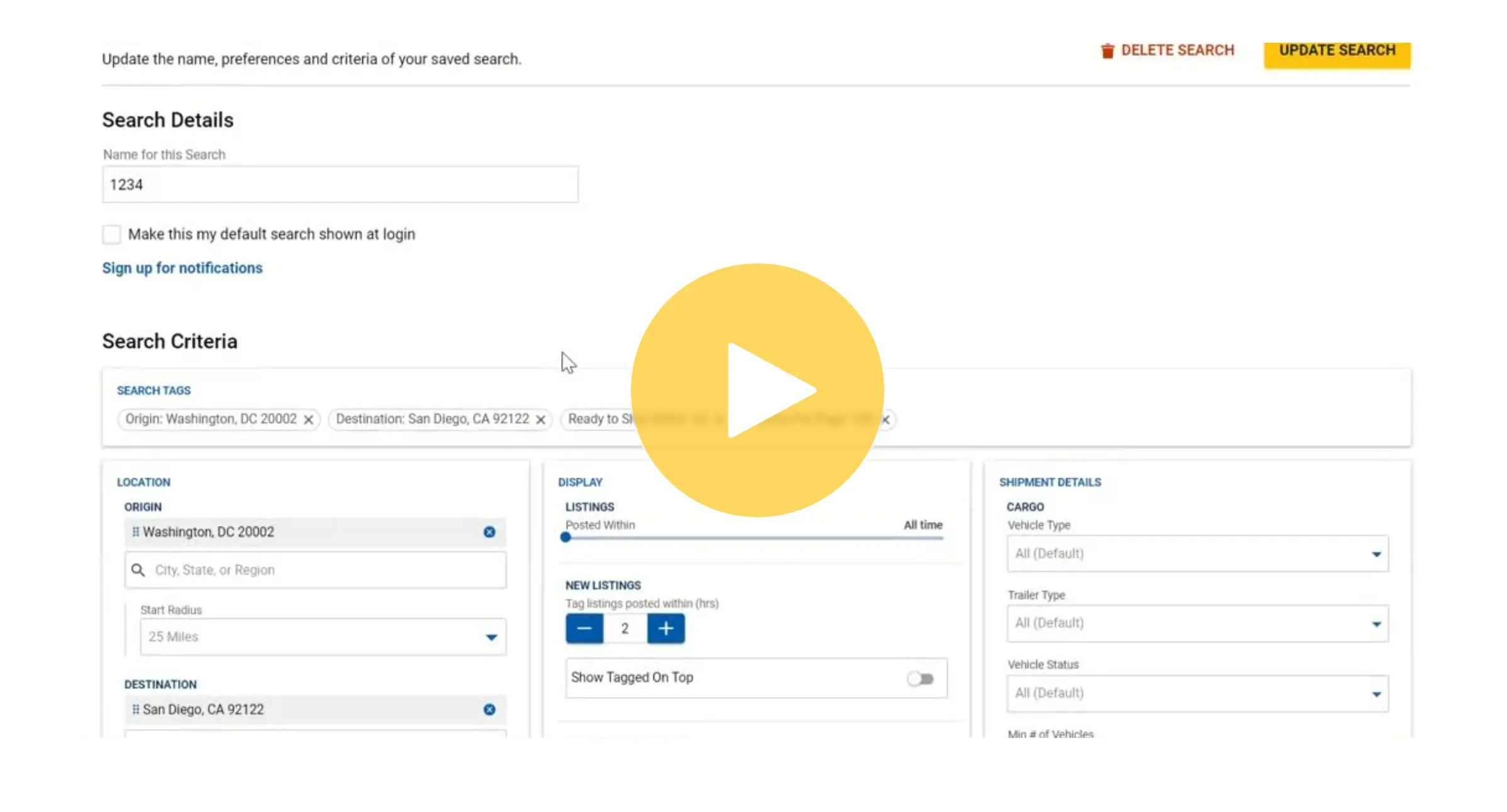 Edit A Saved Search - Central Dispatch