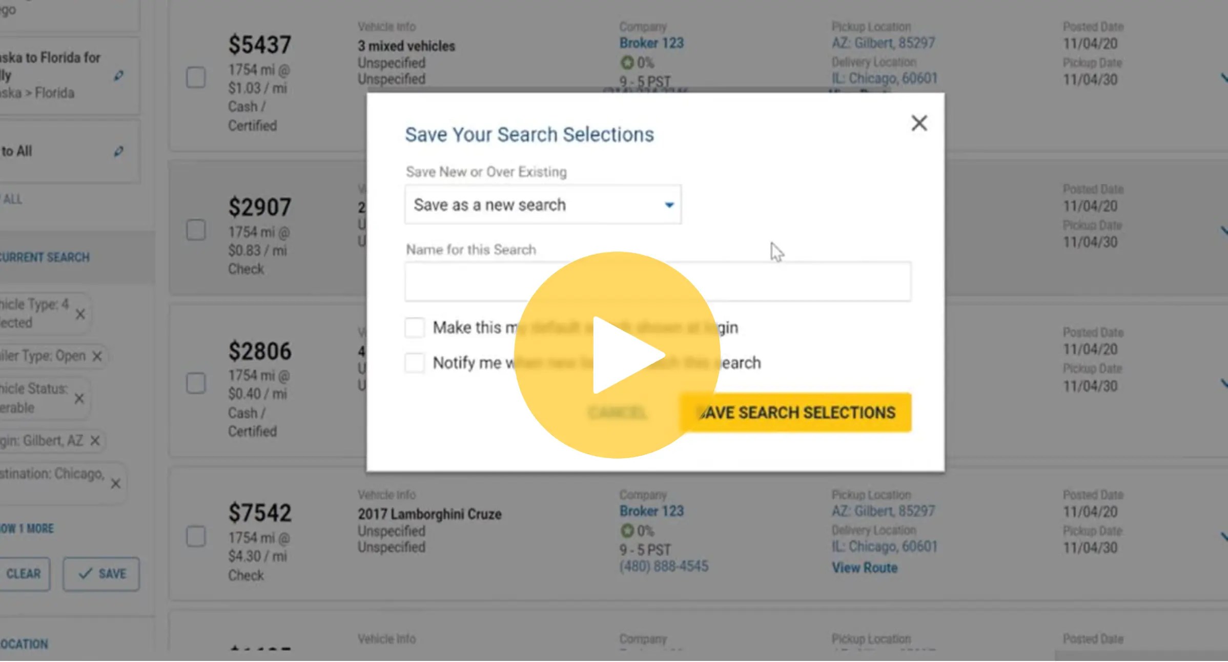 Saved Searches and Notifications - Central Dispatch