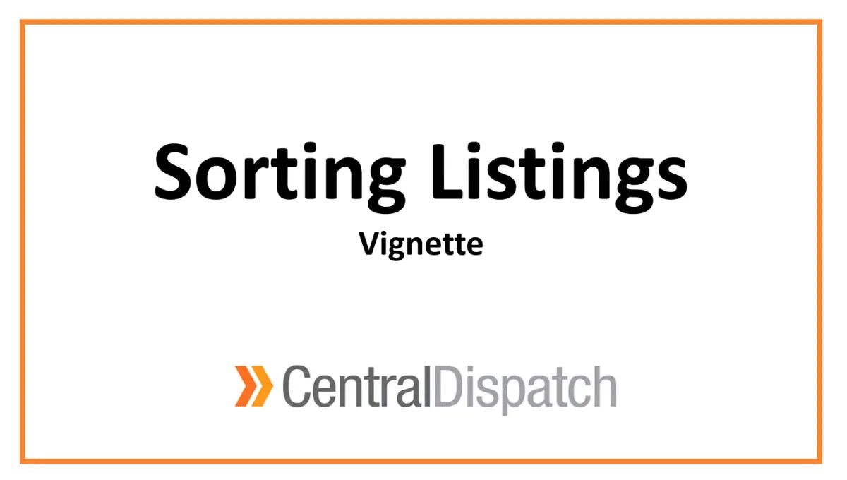 Sorting Listings - Central Dispatch
