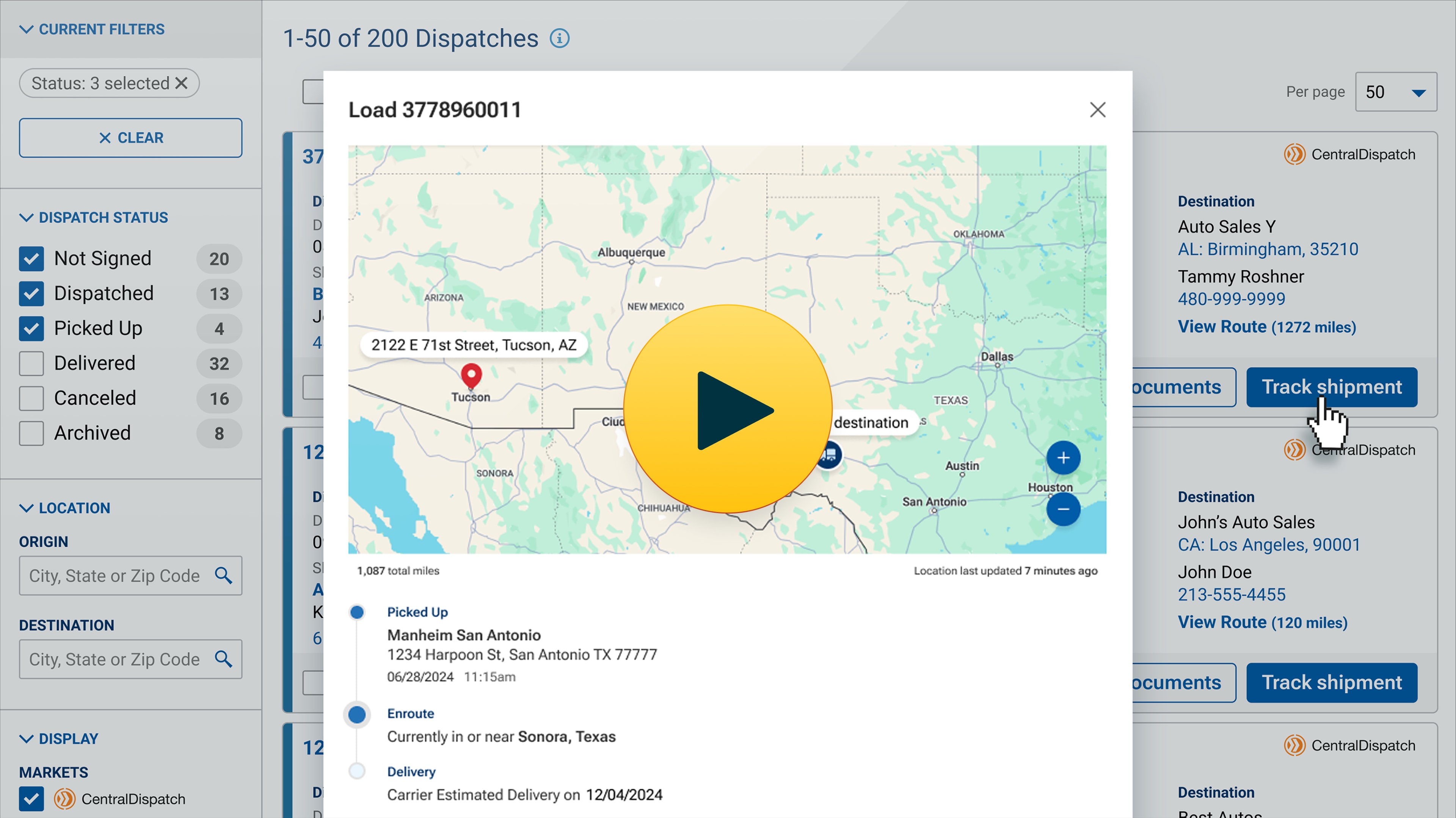 Real-Time Tracking - Central Dispatch