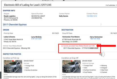 Manual VIN Entry to Support Vehicle Inspections - Central Dispatch